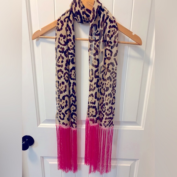 Coach | Accessories | 0 Silk Coach Leopard Sheer Scarf With Hot Pink ...